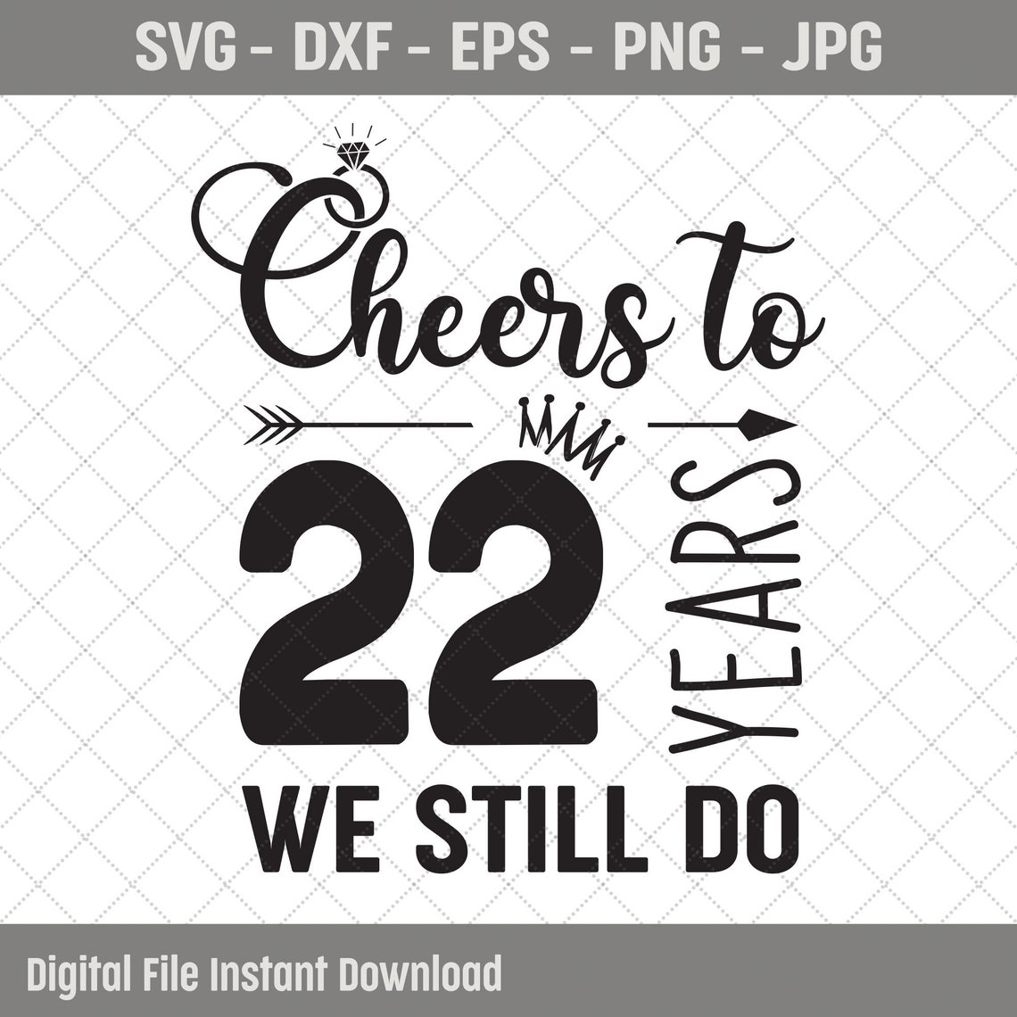 Cheers To 22 Years SVG Married 22 Years Ago 22nd Wedding | Etsy