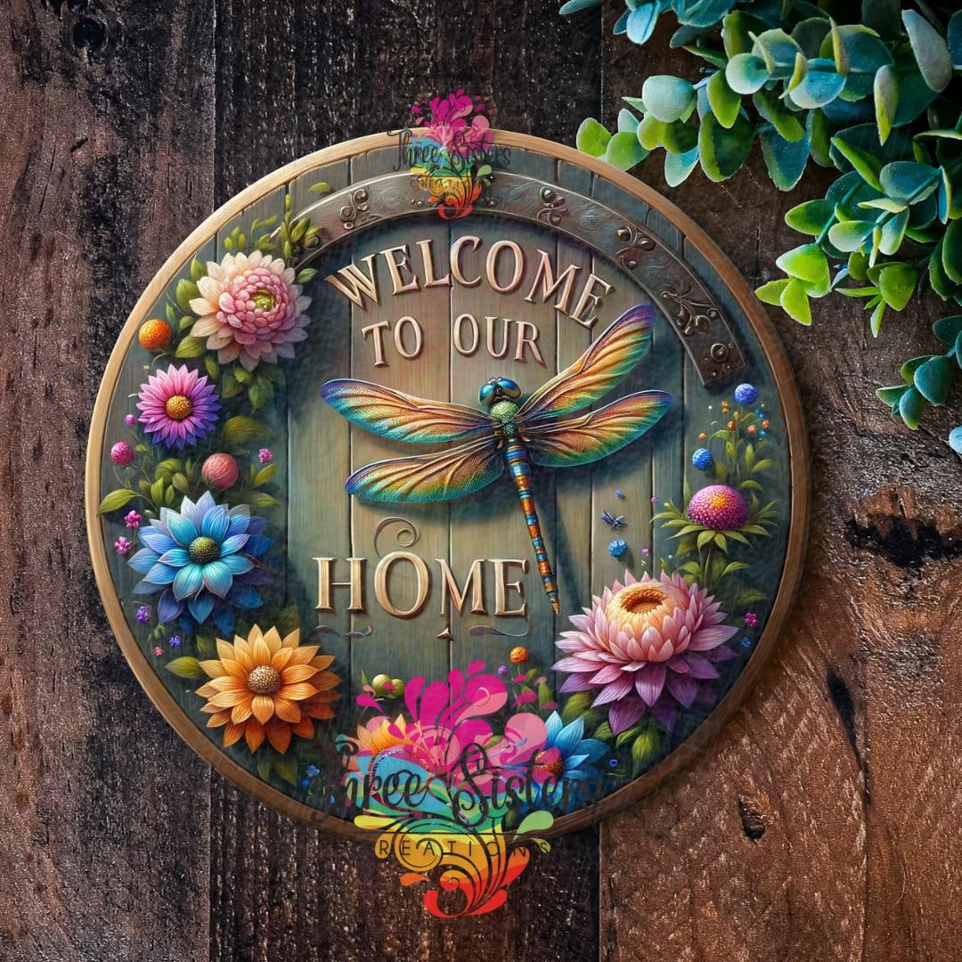Dragonfly Welcome Door Plaque, Dragonfly Sign, Outdoor Garden ...