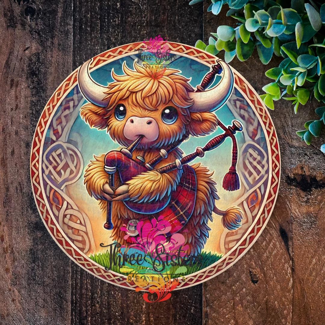 Highland Cow Gifts Metal Wall Art Celtic Front Door Plaque Signs for ...