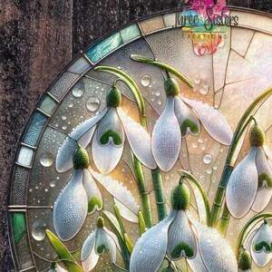 Spring Snowdrop Sign, Faux Stained Glass Snowdrops Sign, Metal Sign ...