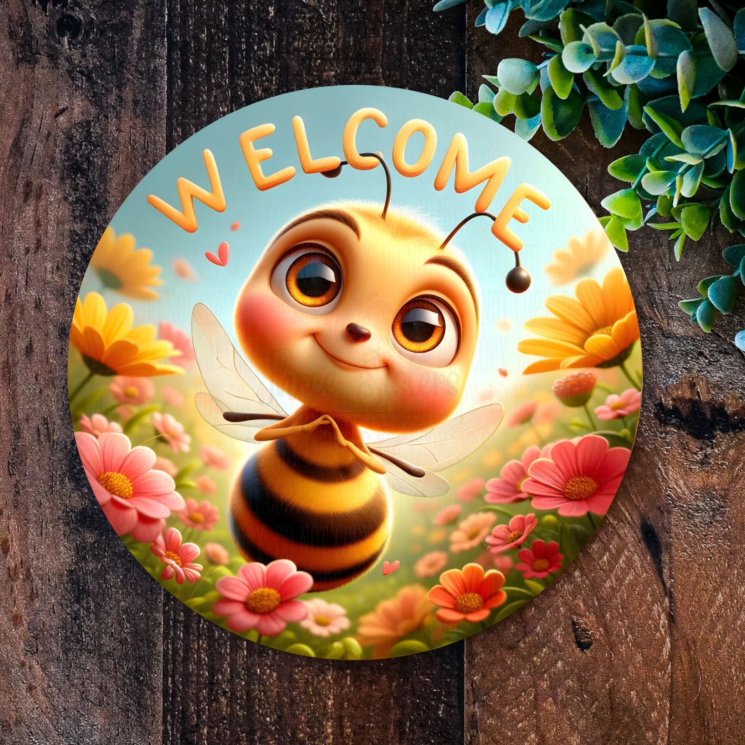 Bee Sign Bumble Bee Sign Bee Wreath Summer Wreath Sign Uk Wreath Signs ...