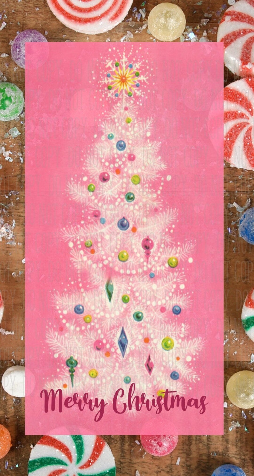 Pink Christmas Tree Wreath Sign Christmas Wreath Sign Retro - Etsy