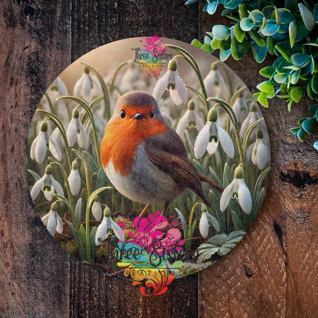 Robin & Snowdrop Sign Robin Gifts British Garden Birds Wall Decorations ...