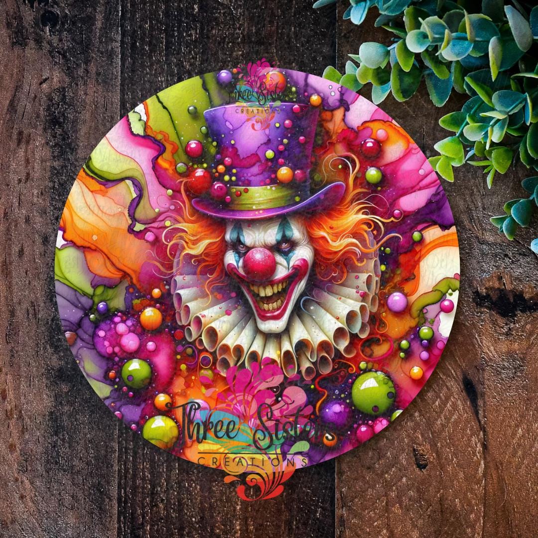 Creepy Circus Clown Metal Sign, Psychedelic Halloween Wall Art - Etsy