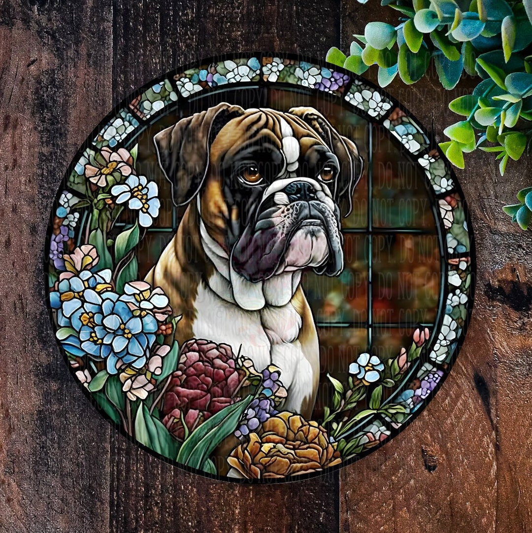 Boxer Dog Sign, Metal Dog Plaque, Wreath Sign, Front Door Wreath - Etsy