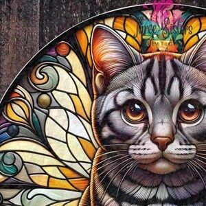 Tabby Cat Sign, Cat Owner Gifts, FAUX Stained Glass Cat, Pet Memorial ...