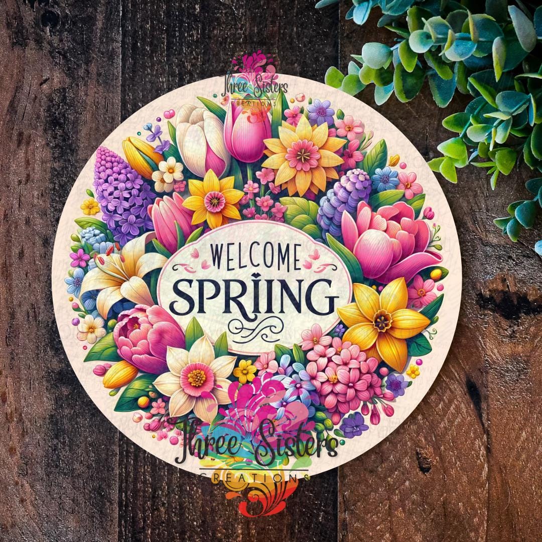 Welcome Spring Sign Spring Wreath Sign, Welcome Plaque, Easter ...