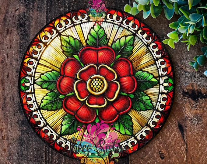 Lancashire Red Rose of Lancaster Sun Catcher - Etsy UK