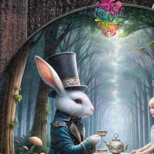 Alice in Wonderland Tea Party Sign, Whimsical Rabbit and Alice Wall Art ...