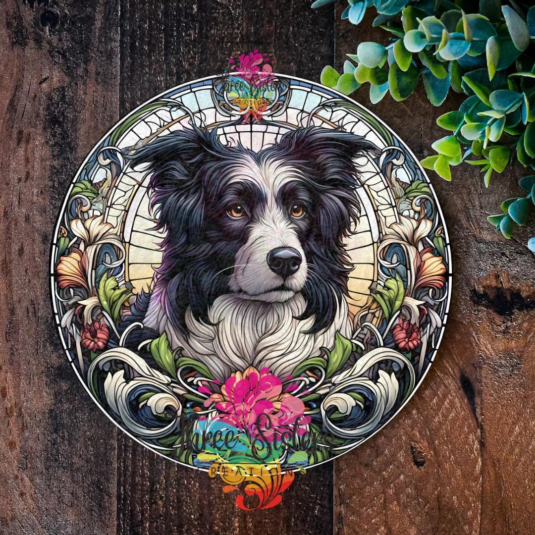 Border Collie Metal Sign, Pet Memorial, Dog Wreath, Door Plaque, Unique ...