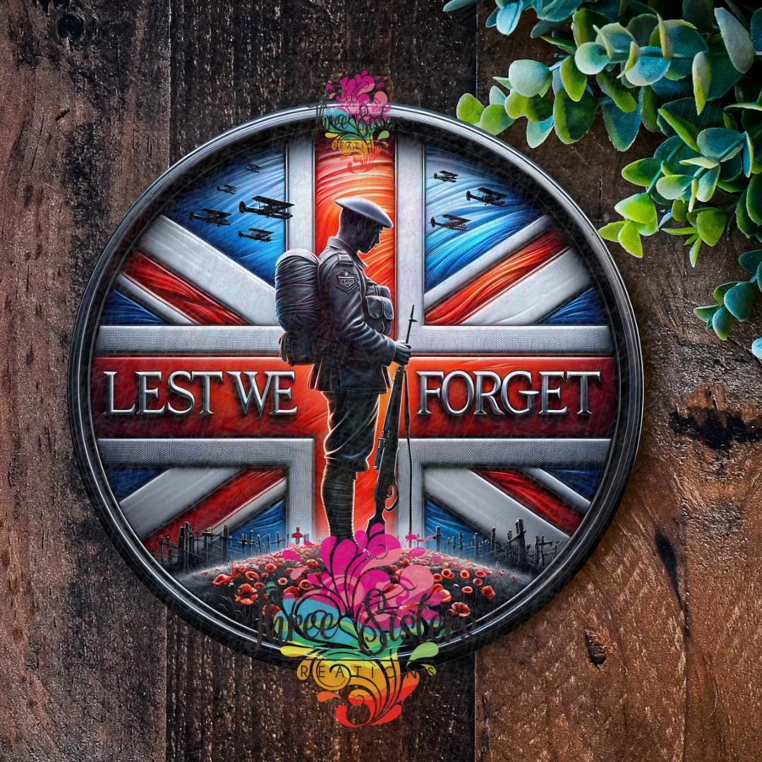 Lest We Forget Sign: British Military Veteran Silhouette, Remembrance ...