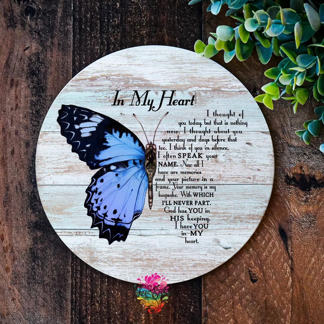 In Loving Memory in My Heart Sign, Remembrance Sign, Metal Wreath Sign ...