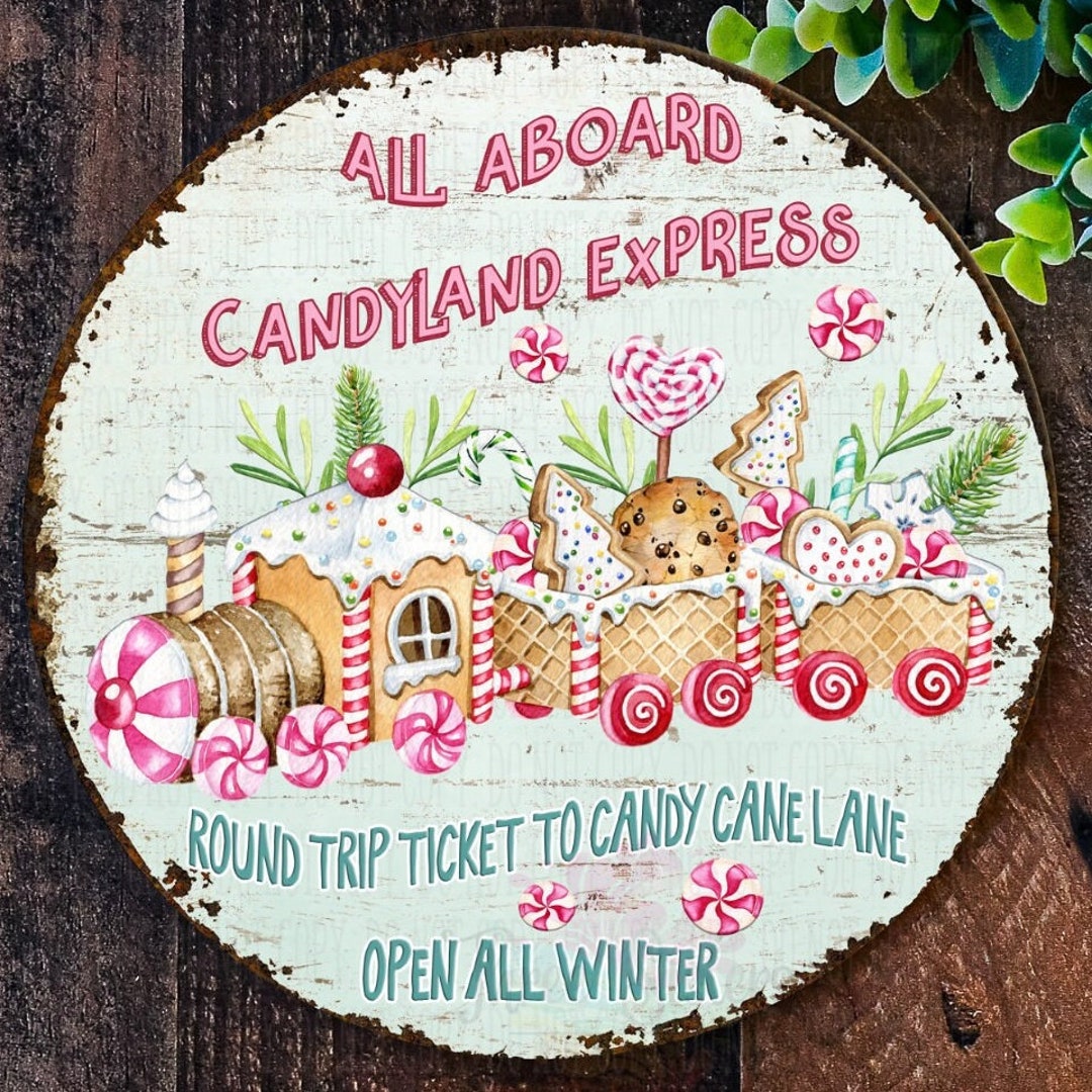 Candy Land Sign Candy Sign Christmas Wreath Sign Candy Cane - Etsy