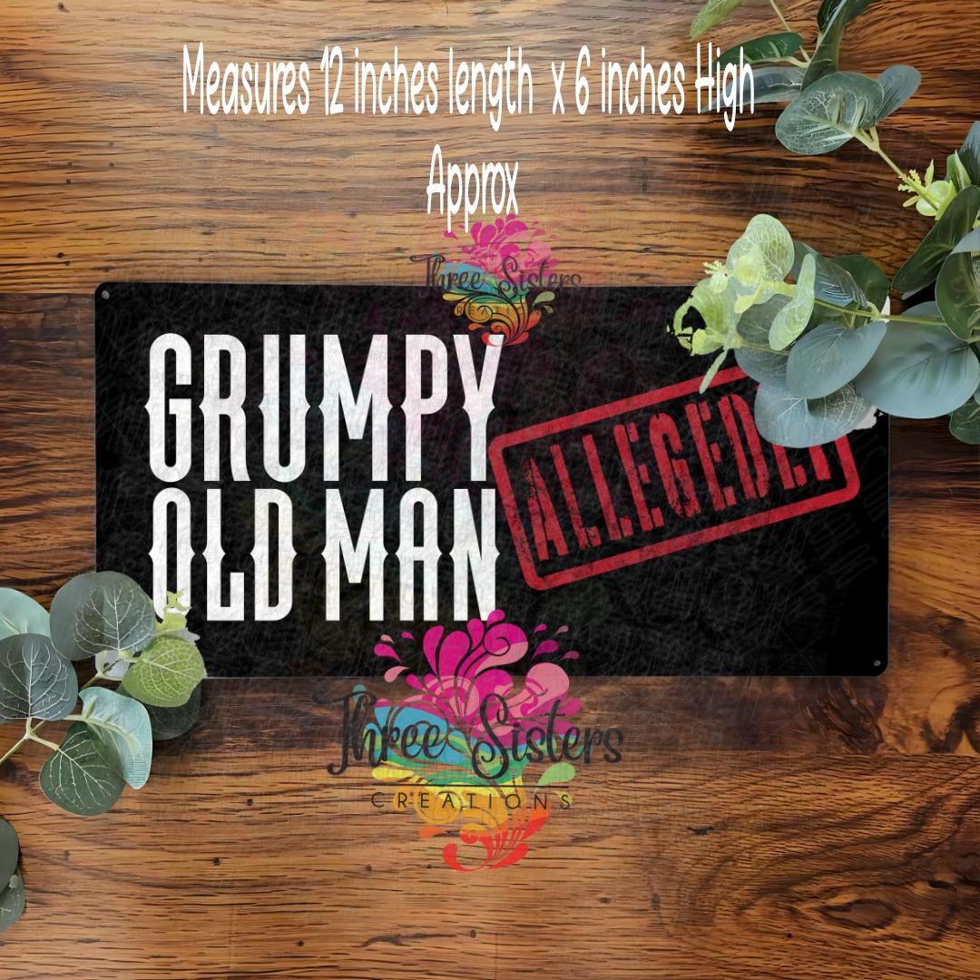 Grumpy Old Man Sign – Funny Metal Wall Sign for Him – Man Cave or ...
