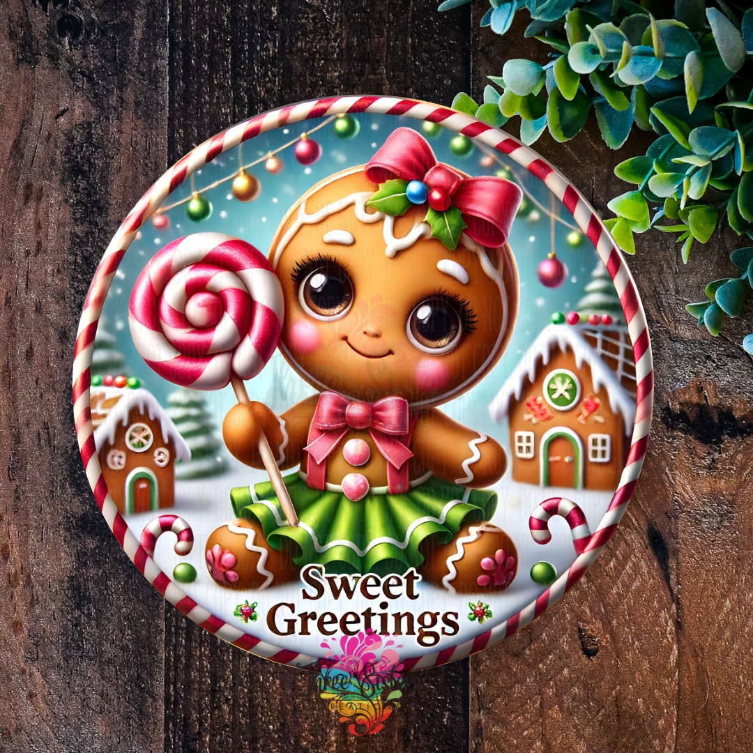 Sweet Greetings Gingerbread Girl Sign, Candyland Plaque, Christmas ...
