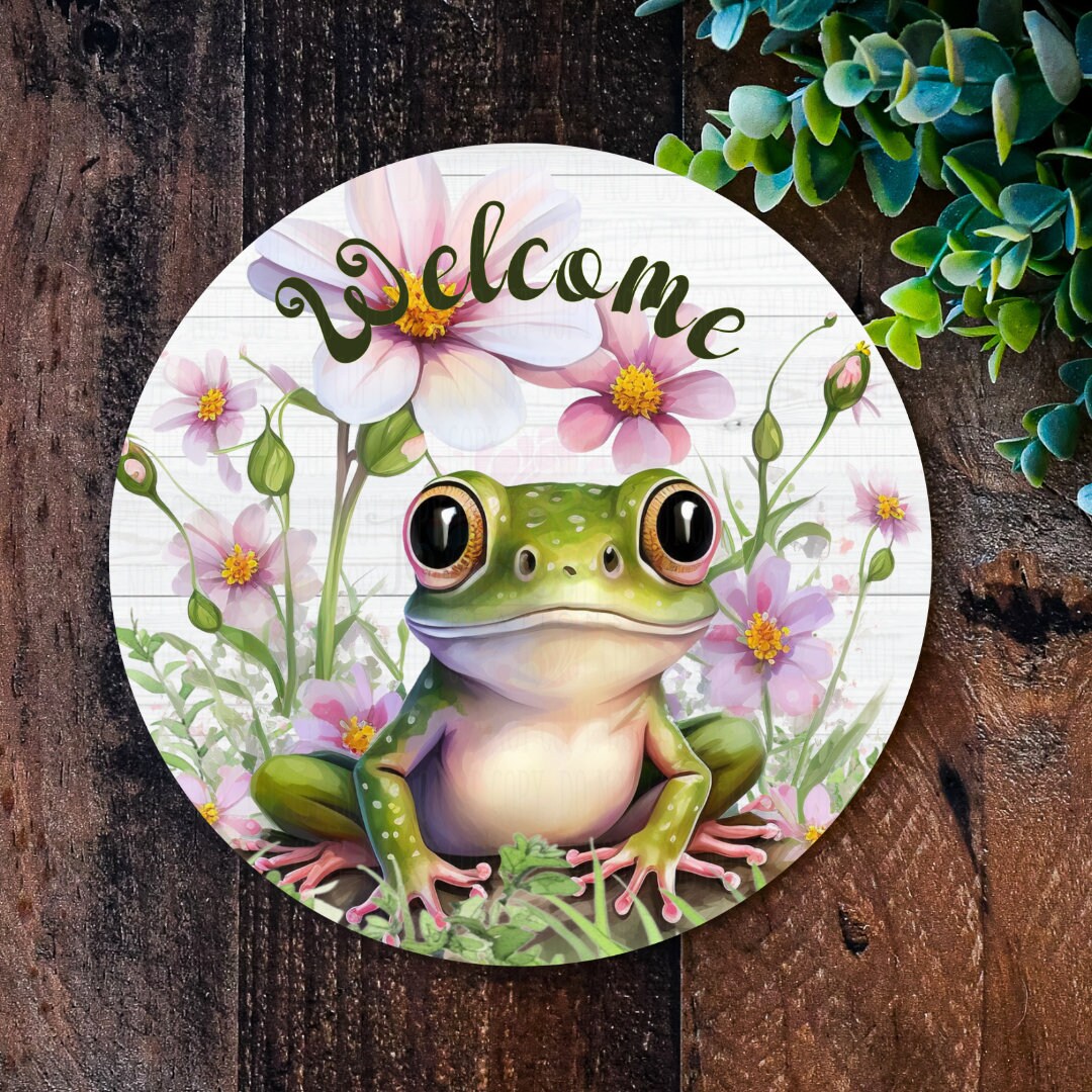 Frog Welcome Sign, Spring Wreath, Everyday Door Décor, Spring ...