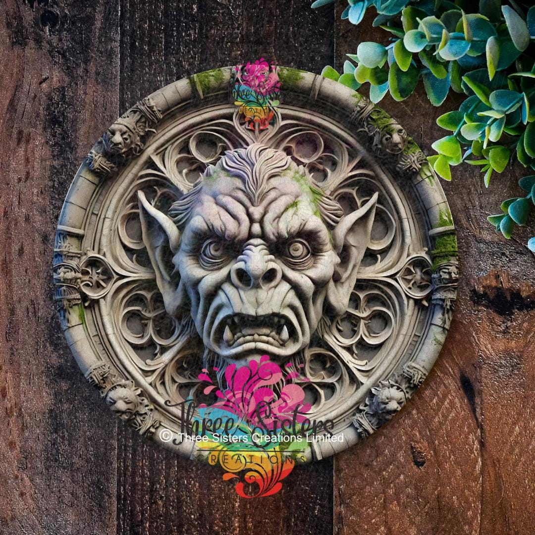 Gothic Gargoyle Metal Sign, Medieval Wall Plaque, Fantasy Garden Decor ...