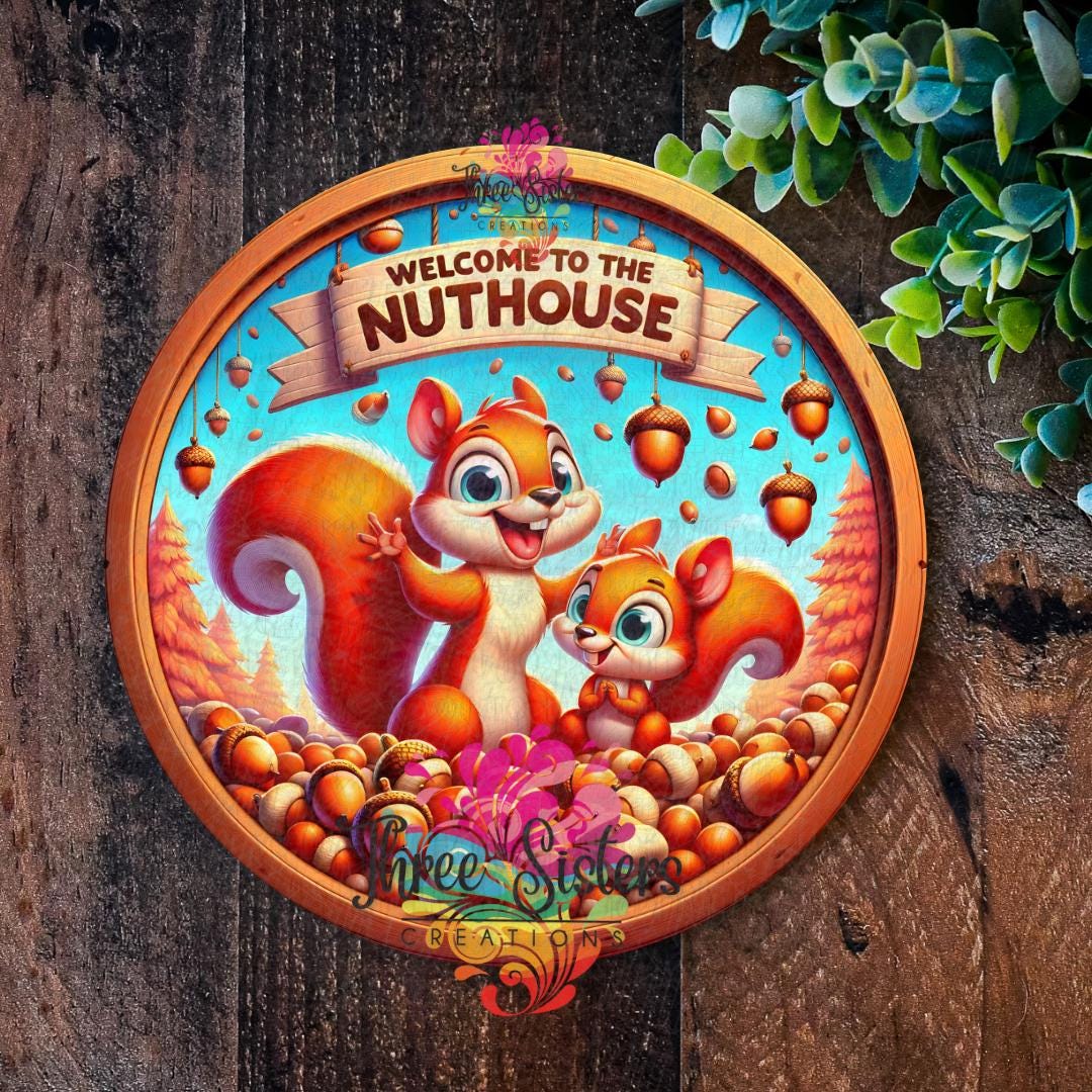 Welcome to the Nuthouse' Metal Sign, Squirrel Gifts, Metal Garden Decoration, Animal Family Wall ...
