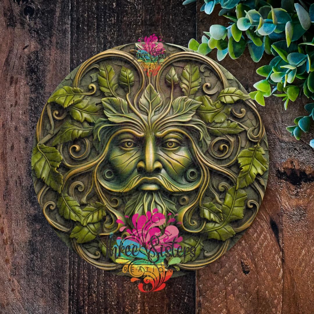 Green Man Sign, Garden Ornaments, Green Man Plaque, Outdoor Metal Wall ...