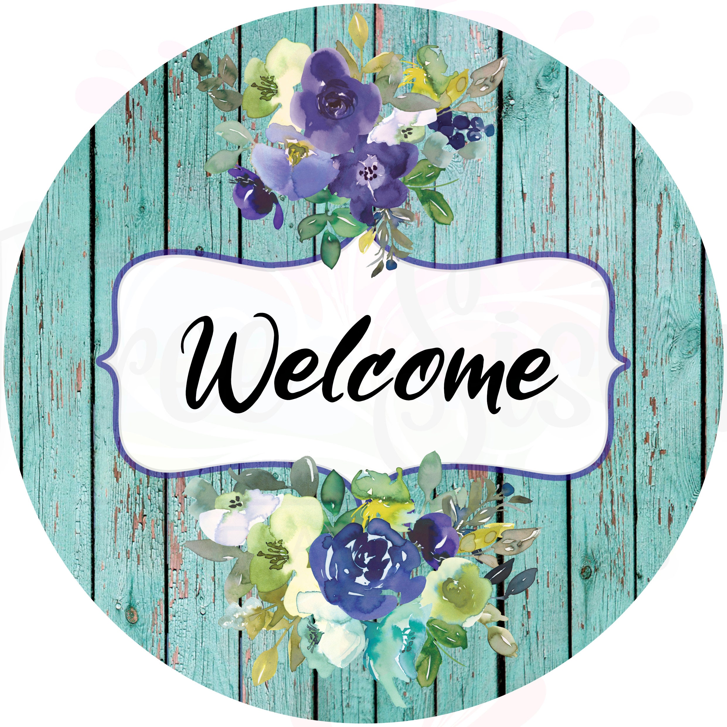 Teal Floral Welcome Sign Wreath or Door sign Wreath supplies | Etsy