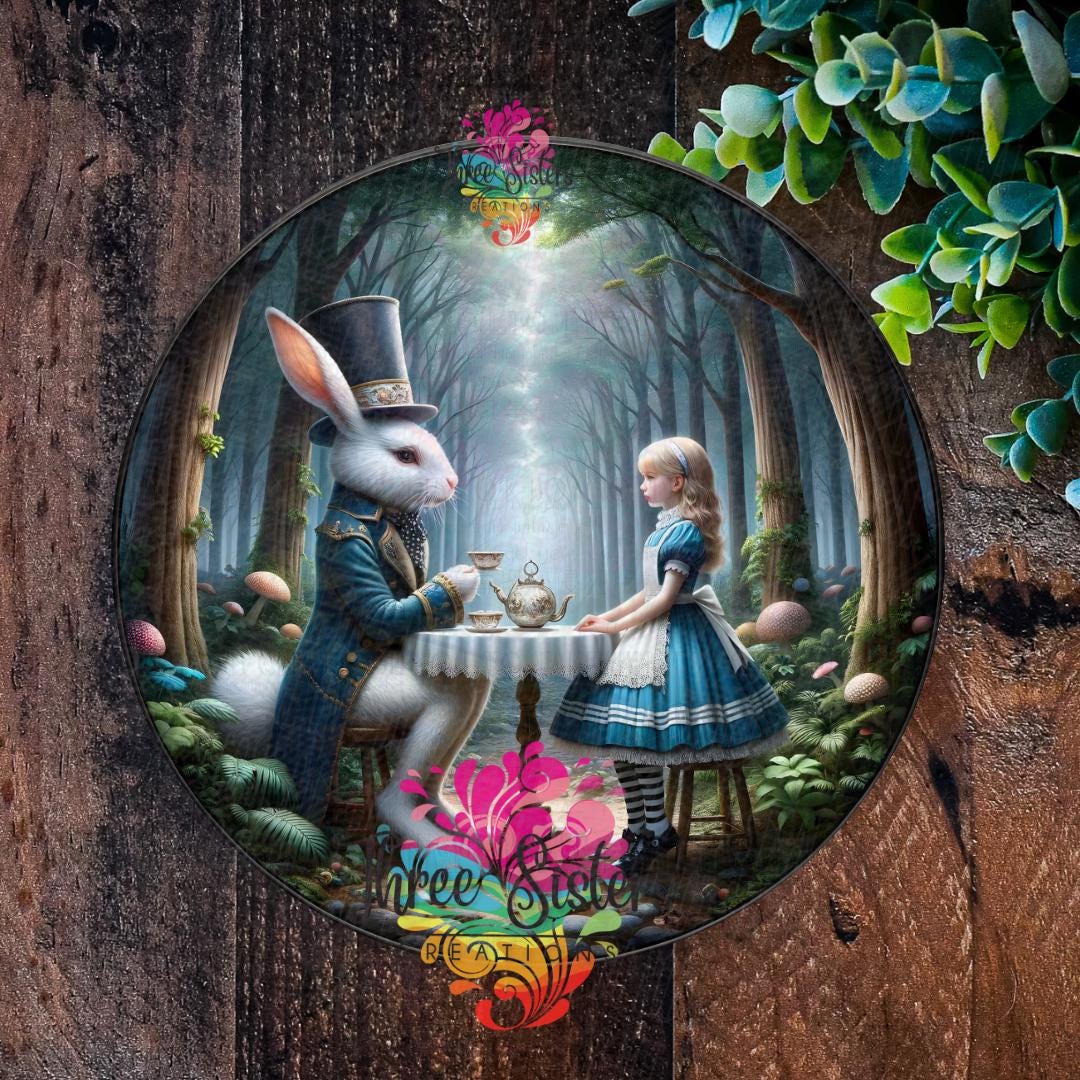 Alice in Wonderland Tea Party Sign, Whimsical Rabbit and Alice Wall Art ...