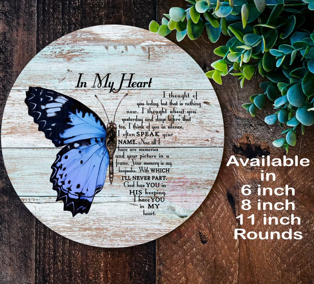 In Loving Memory in My Heart Sign, Remembrance Sign, Metal Wreath Sign ...