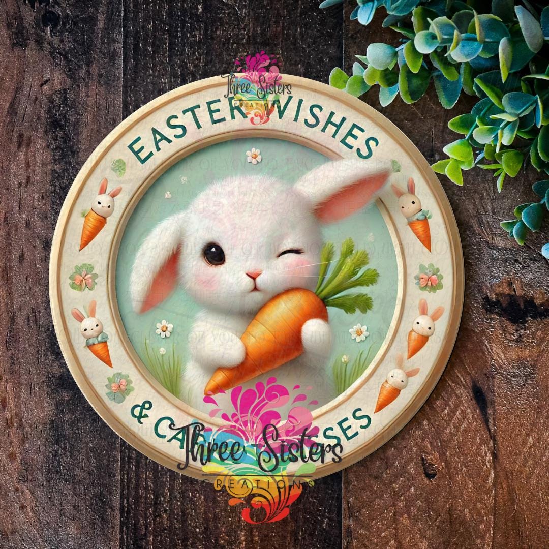 Happy Easter Bunny Sign, Easter Decorations, Easter Wreath Sign, Spring ...