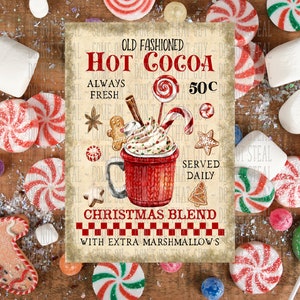 Hot Chocolate Sign Hot Cocoa Sign Candy Cane Wreath Candy - Etsy