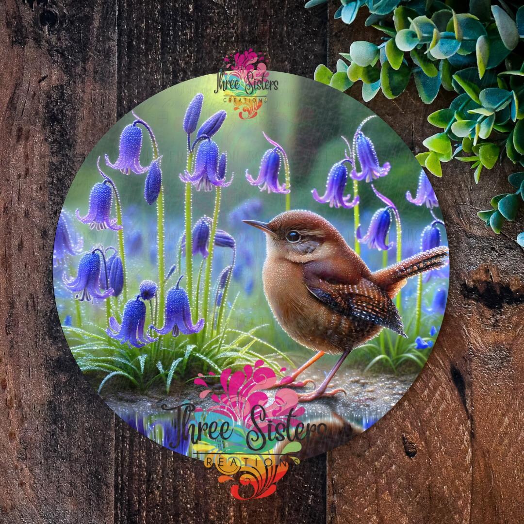 Wren and Bluebells Metal Sign, Garden Bird Wall Art - Etsy