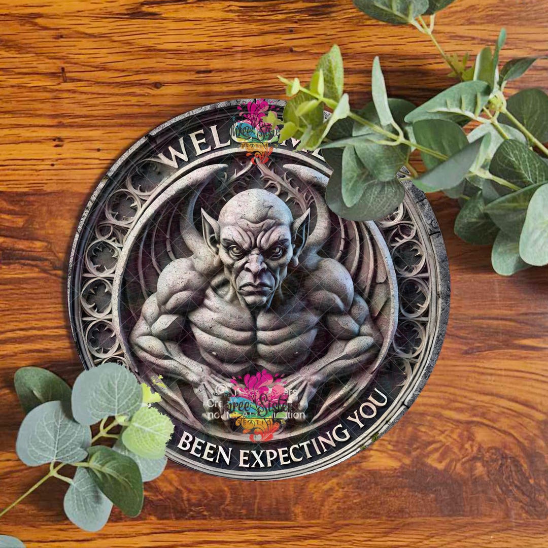 Gargoyle Welcome Sign, Gothic Door Plaque, Medieval Garden Wall Art - Etsy