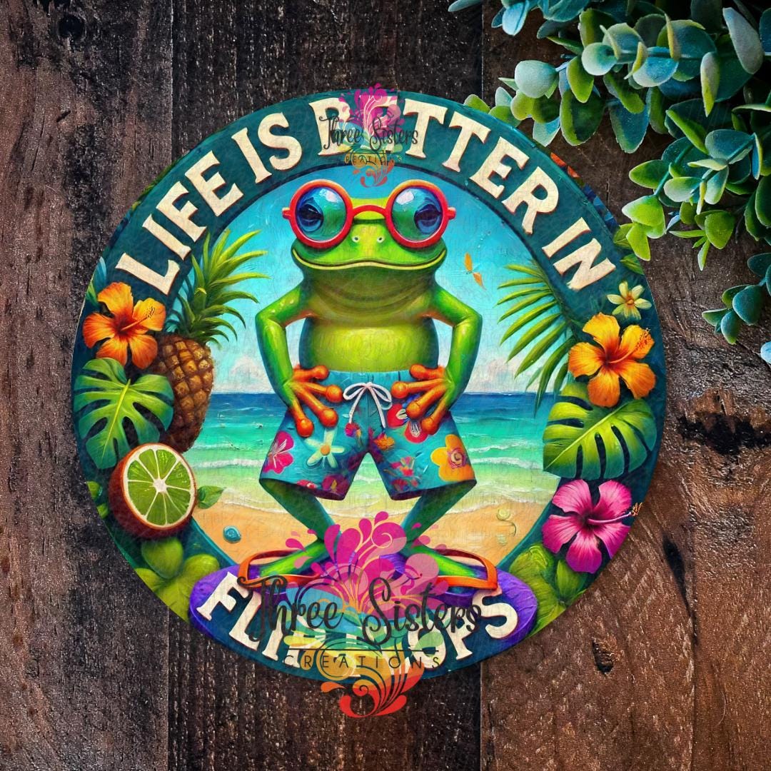 Flip Flop Frog Sign: Tropical Beach Garden Pond Plaque - Etsy