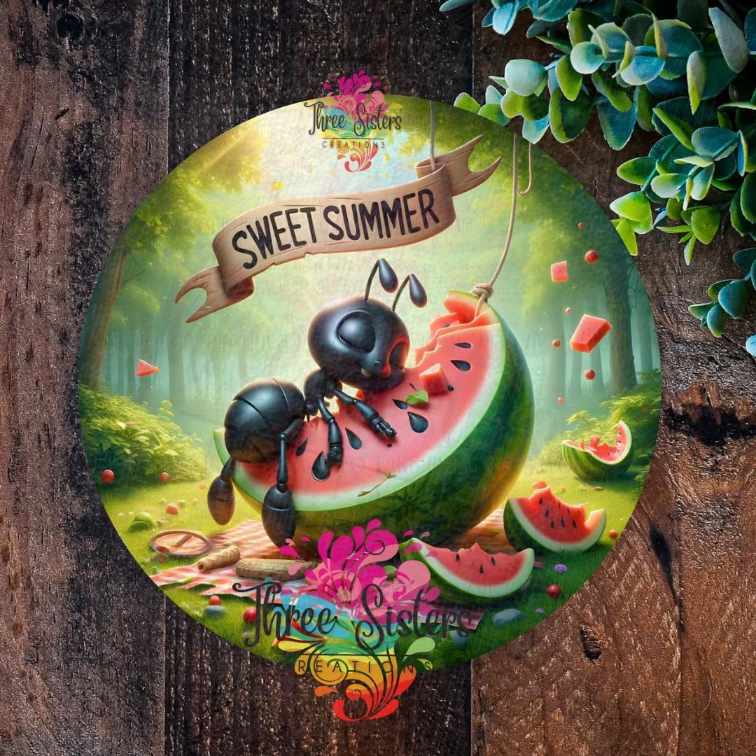 Ant and Watermelon Metal Sign: Sweet Summer Wreath or Door Hanger - Etsy