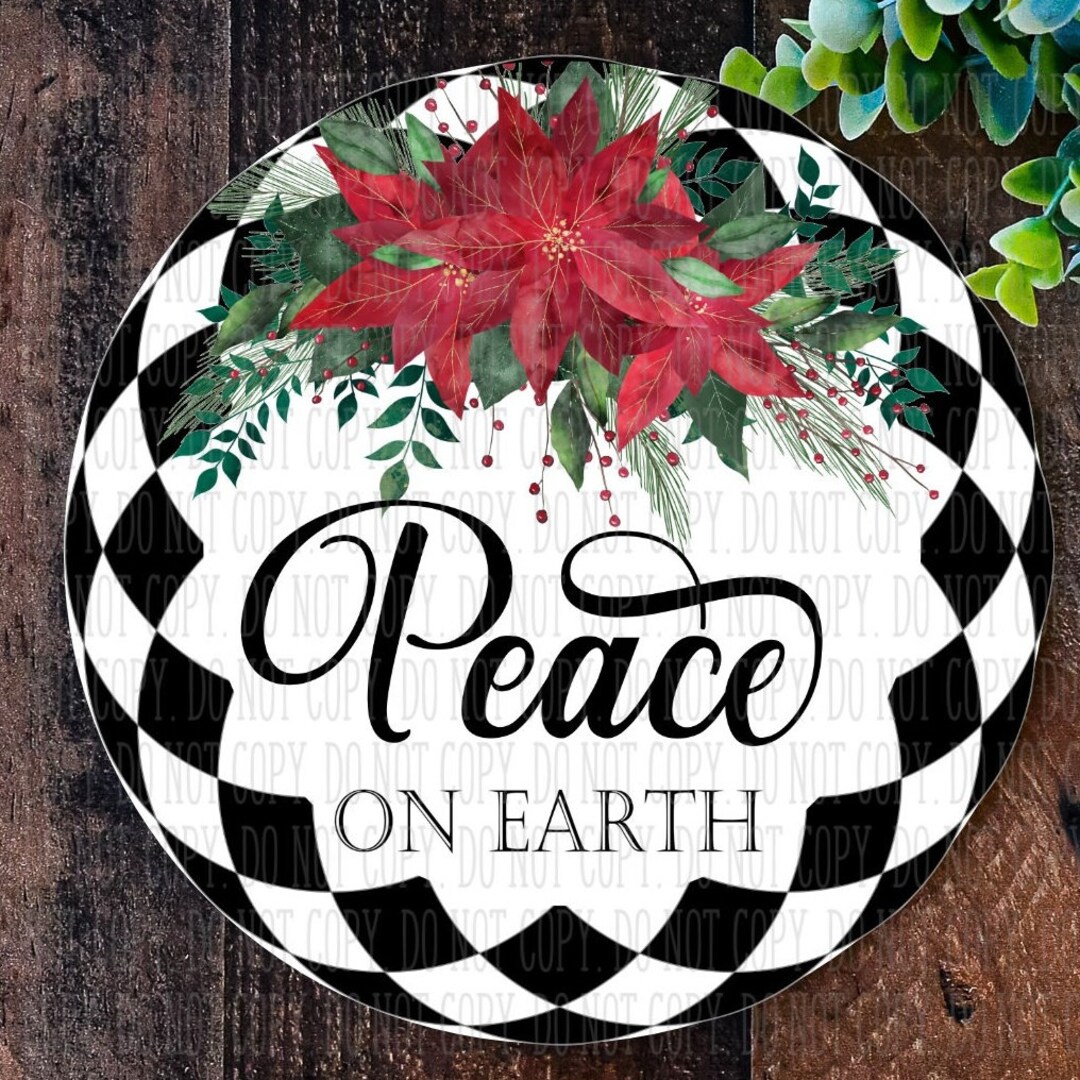 Peace on Earth Sign, Christmas Wreath Sign, Peace Sign, Christmas ...