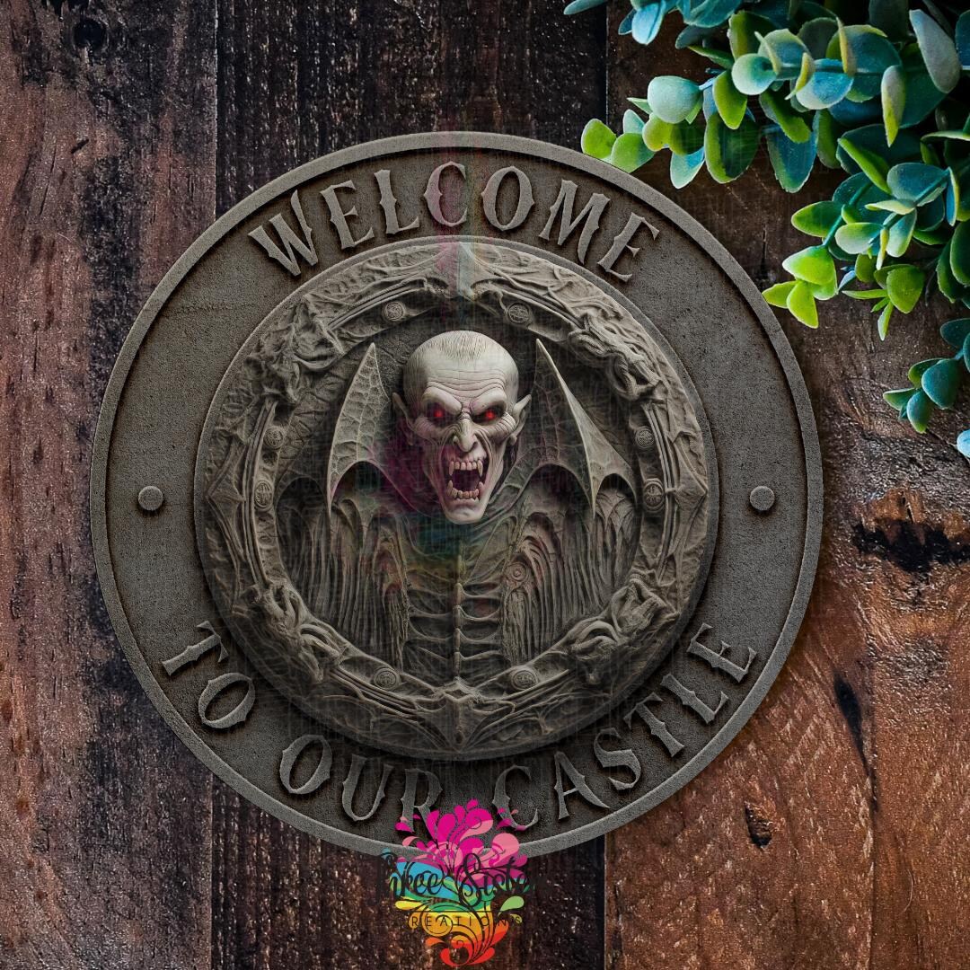 Vampire Castle Welcome Sign, Gothic Halloween Décor, Spooky Home Wall ...