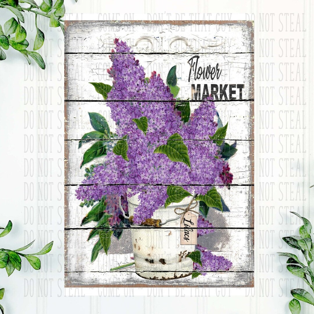 Floral Wreath Sign, Lilac Flower Sign, Flower Market Sign, Spring ...