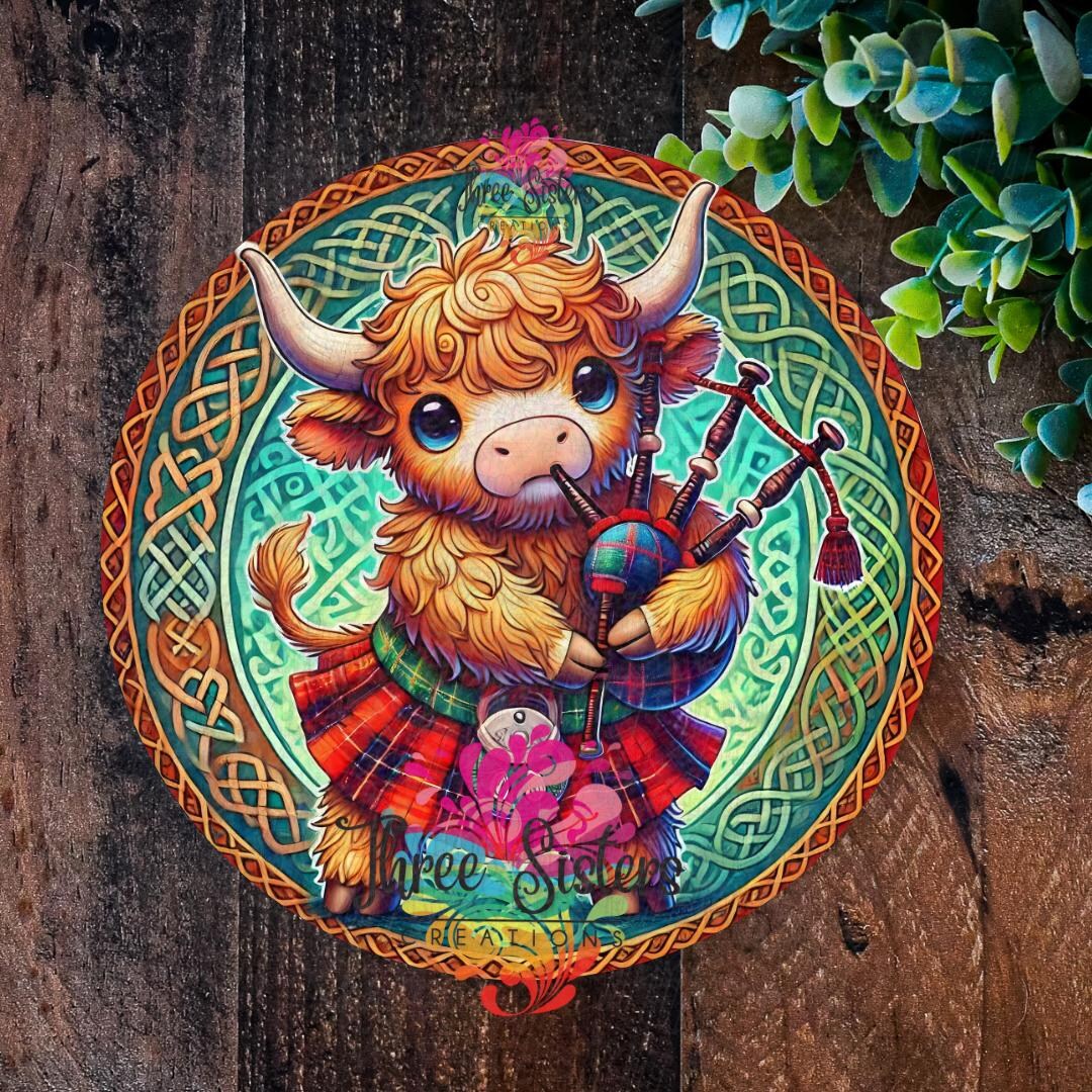 Scottish Highland Cow Sign, Scottish Celtic Plaque, Highland Cow Gift ...