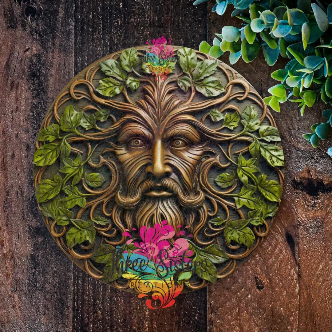 Green Man Sign, Garden Ornaments, Green Man Plaque, Outdoor Metal Wall ...