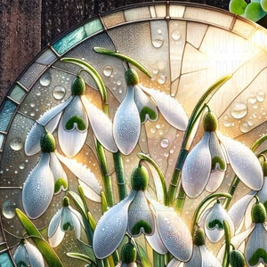 Spring Snowdrop Sign, Faux Stained Glass Snowdrops Sign, Metal Sign ...