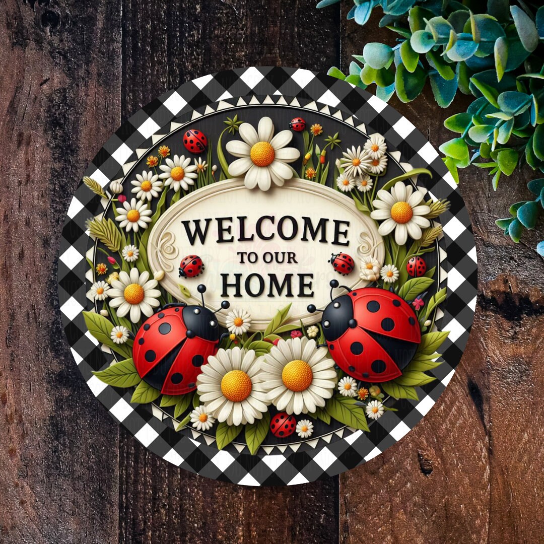 Ladybug Sign, Ladybird Sign, Welcome Wreath Sign, Everyday Door Décor ...