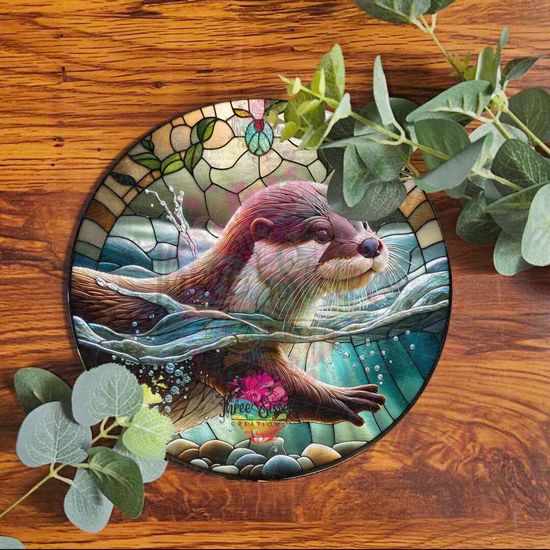 Otter Metal Sign, Faux Stained Glass, Garden Decor - Etsy