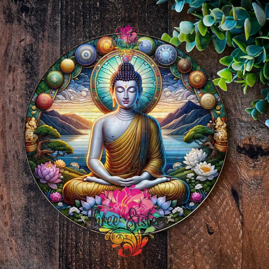 Buddha Metal Sign, Faux Stained Glass Zen Wall Decor - Etsy