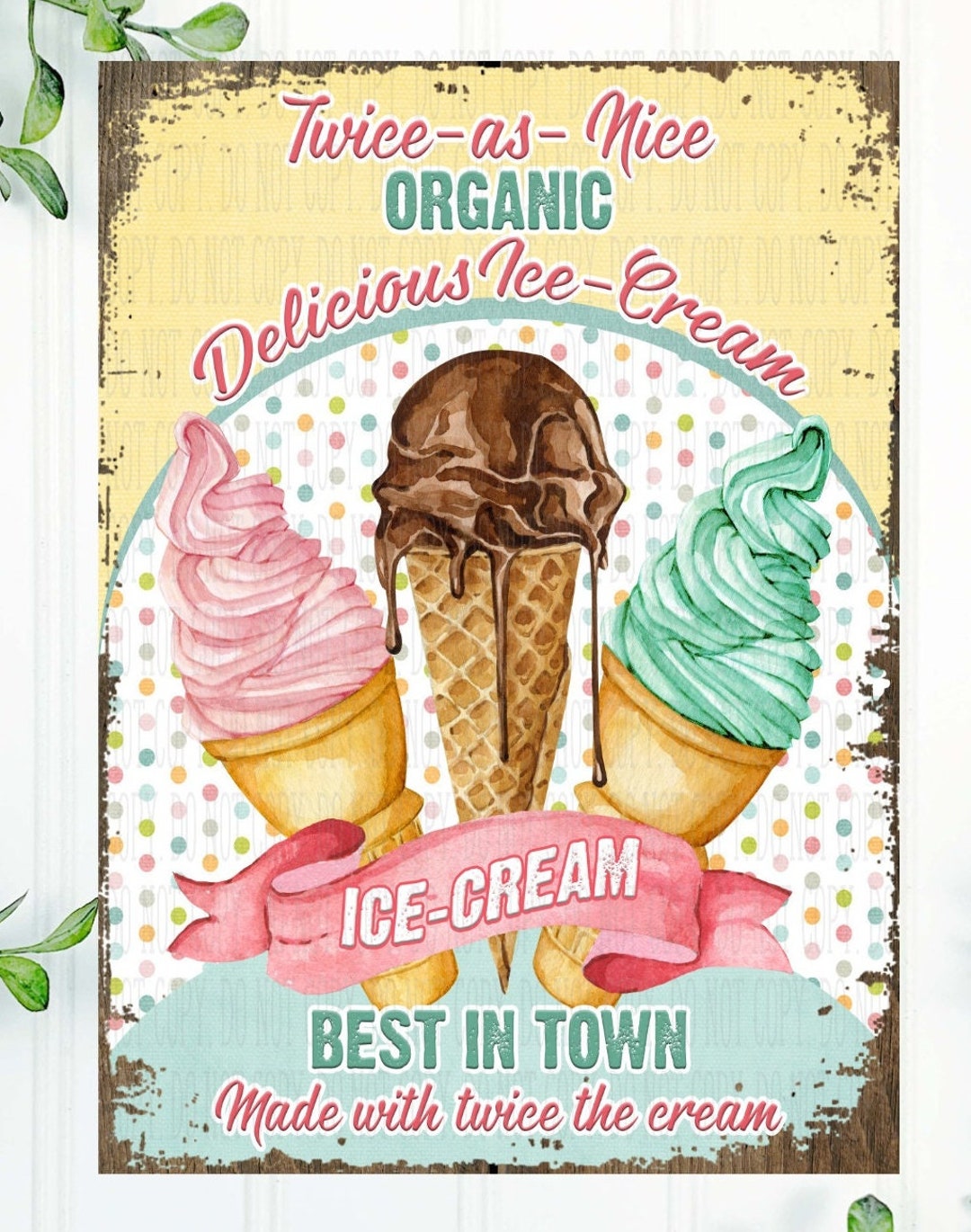 Letrero de helado, letrero de corona de verano, cono de helado ...