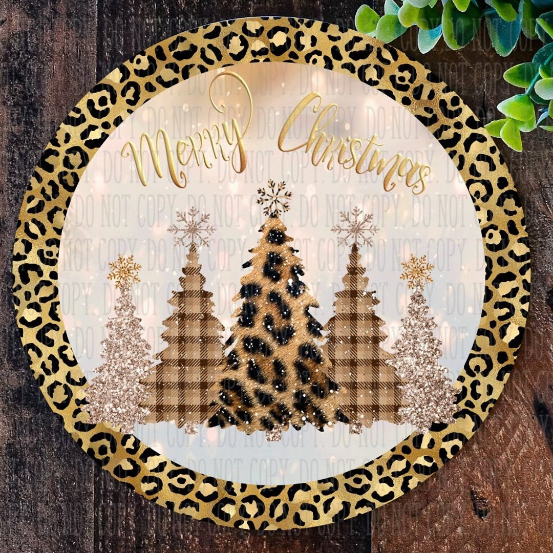 Christmas Wreath Sign Leopard Print Christmas Wreath Sign Christmas ...