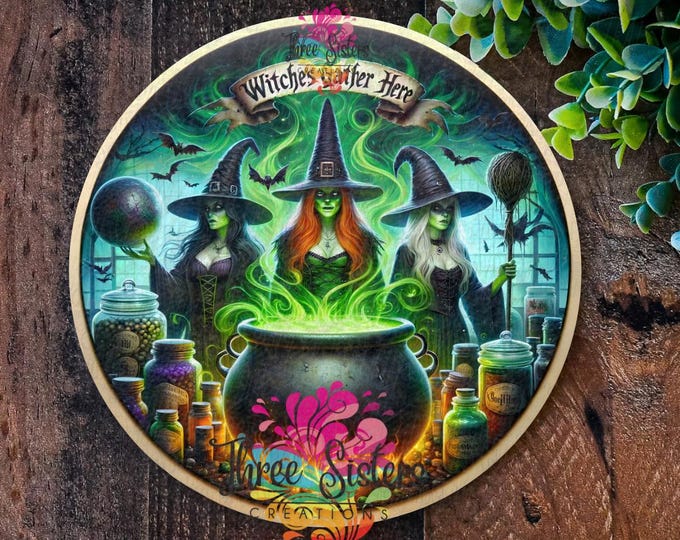 Witches Welcome Sign, Metal Wreath Signs for Halloween, Wiccan Decor ...