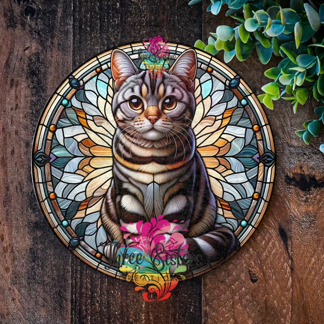 Tabby Cat Sign, Cat Plaque, Pet Loss Gift, FAUX Stained Glass Cat, Pet ...