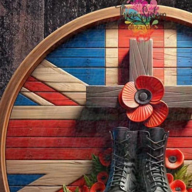 Union Jack Lest We Forget Military Memorial Sign, Poppy Remembrance ...
