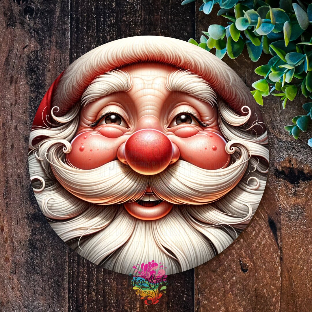 Santa Claus Sign, Jolly Santa Face Plaque, Christmas Wreath Signs ...