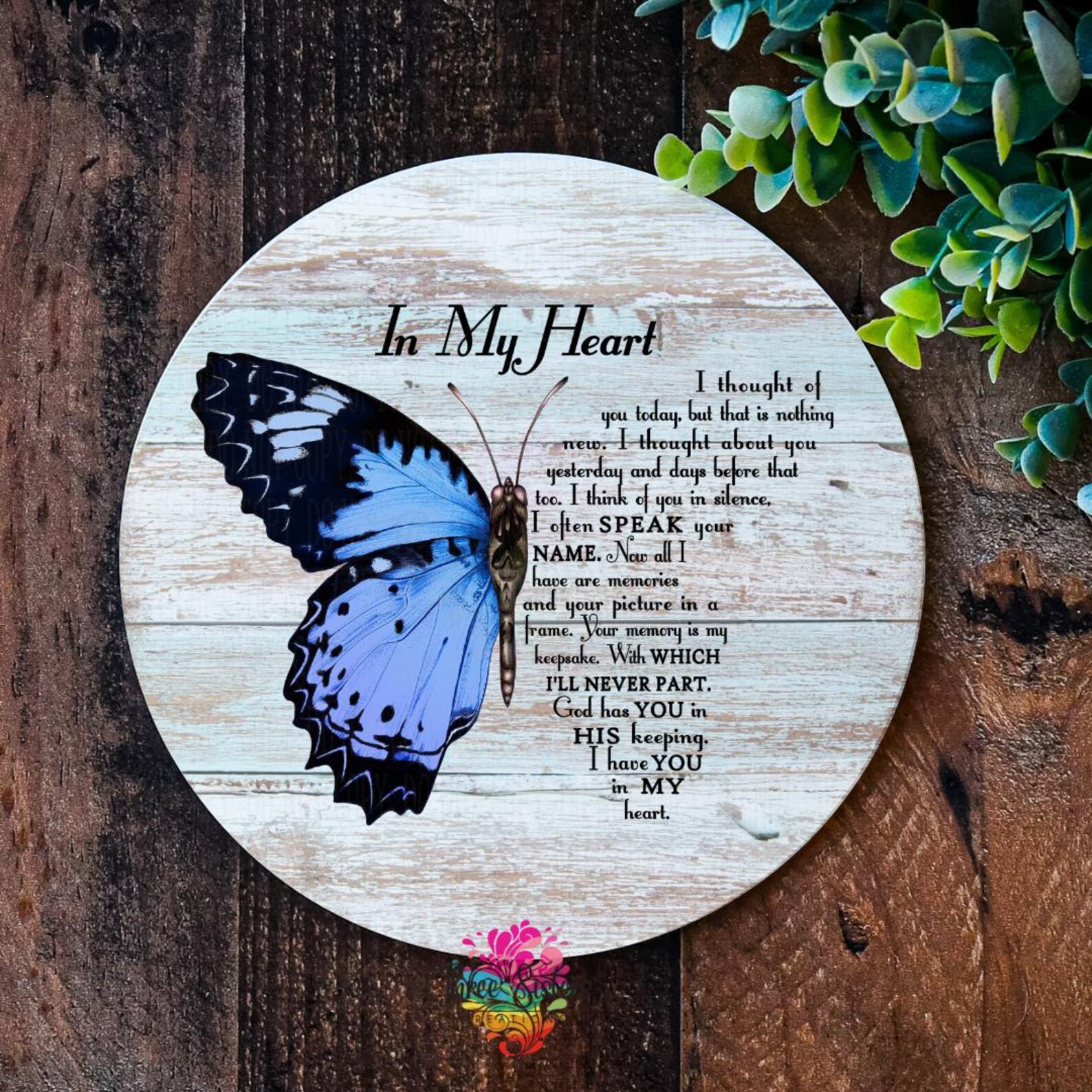 In Loving Memory in My Heart Sign, Remembrance Sign, Metal Wreath Sign ...