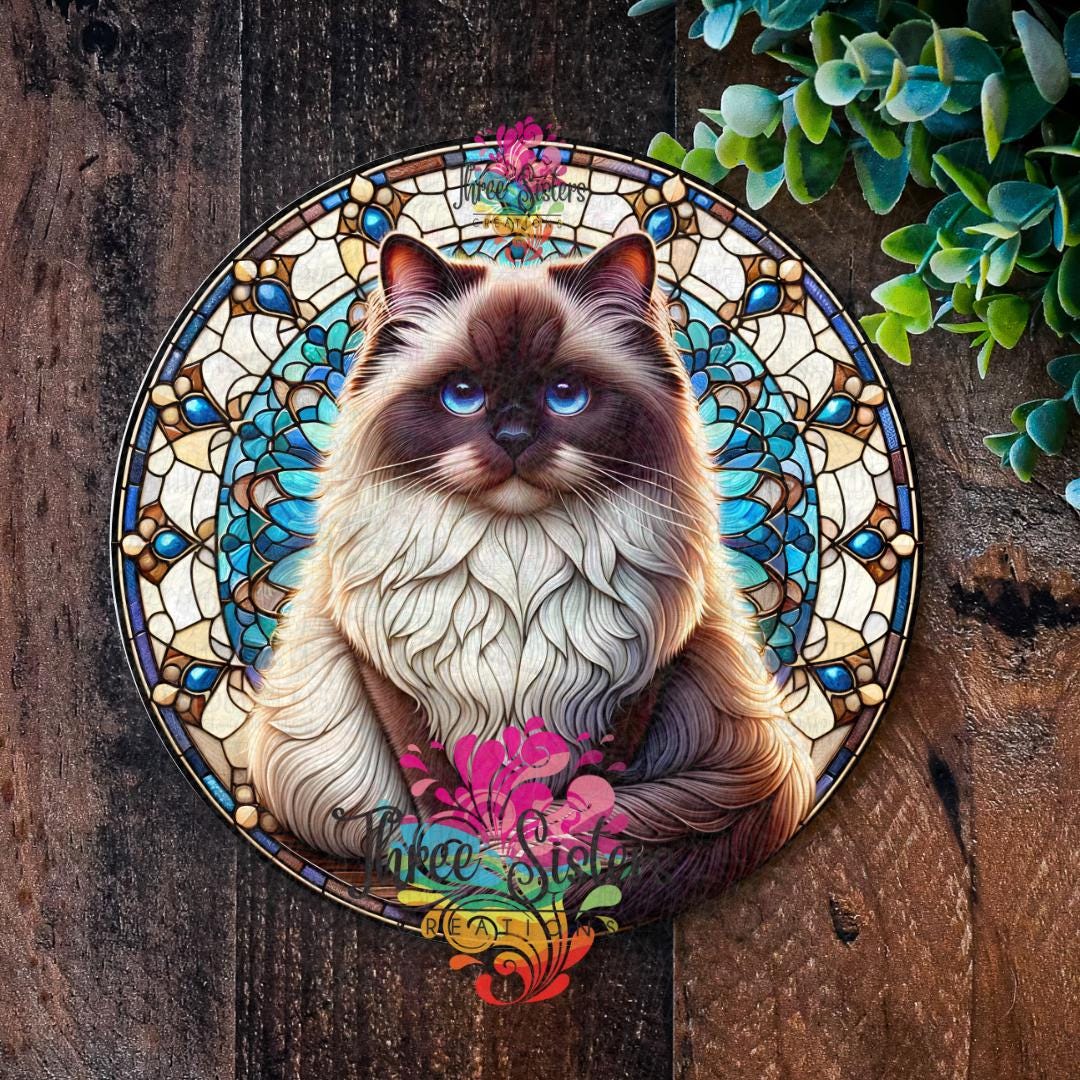 Ragdoll Cat Sign: Faux Stained Glass Metal Wreath Art - Etsy