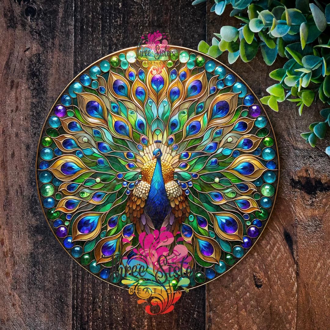 Peacock Sign Peacock Gifts Faux Stained Glass Bird Decorations Outdoor ...